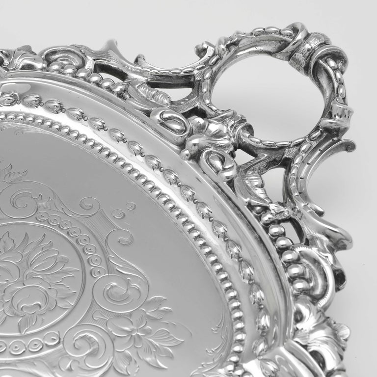Victorian Engraved Antique Sterling Silver Tray, Martin, Hall and Co ...