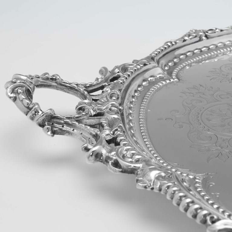 Victorian Engraved Antique Sterling Silver Tray, Martin, Hall and Co ...