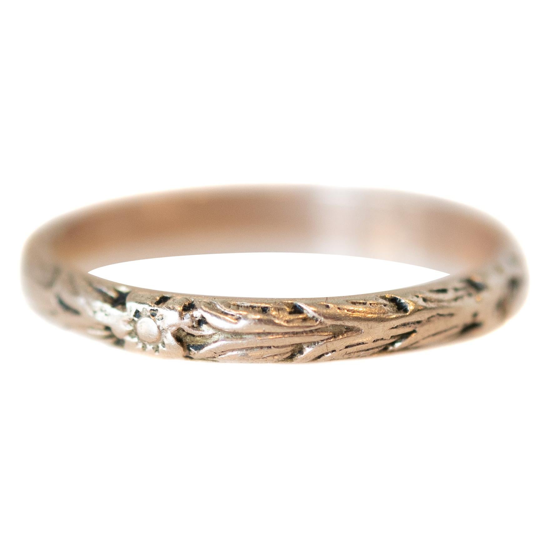 Victorian Engraved Floral 10 Karat Yellow Rose Gold Baby Ring, circa ...
