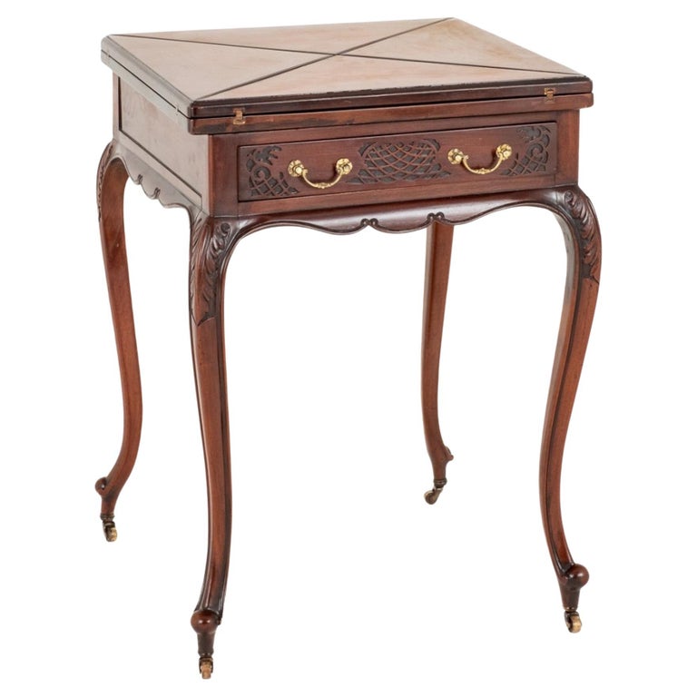 Victorian Envelope Card Table Antique Mahogany Games, 1890 For Sale at ...