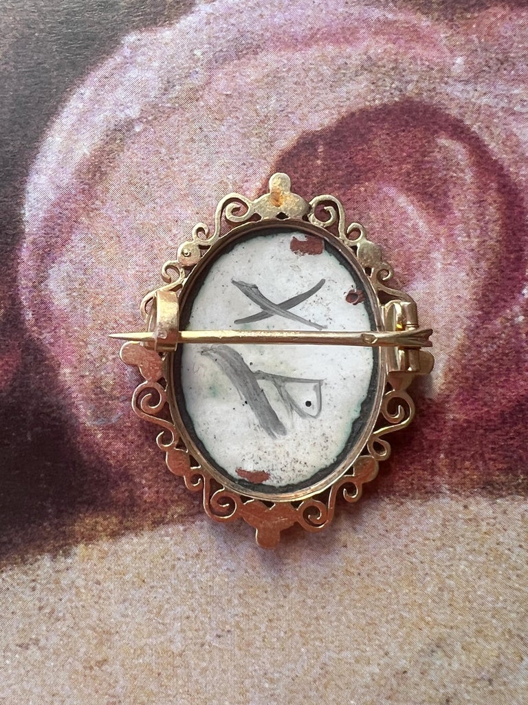 Victorian Era 18k Gold Natural Seed Pearls Angel Brooch For Sale at 1stDibs