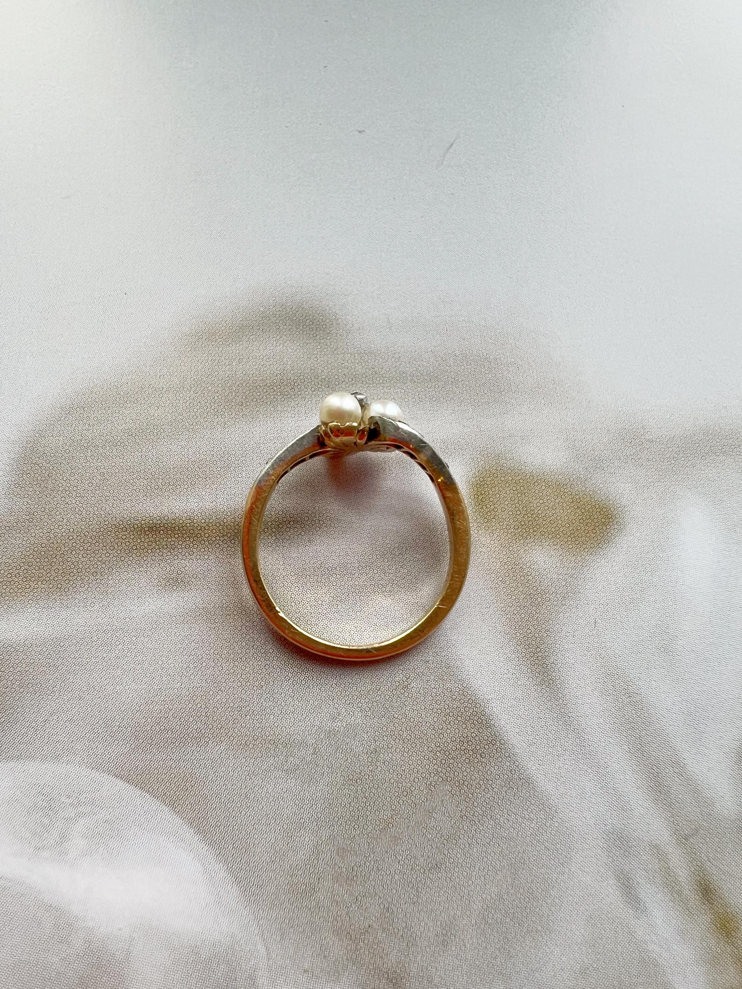 Victorian Era 18k Gold Pearl Diamond Clover Ring For Sale at 1stDibs ...