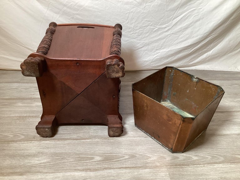 Victorian Era Carved Wood Waste Basket of Planter For Sale at 1stDibs