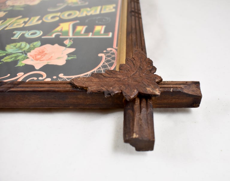 Victorian Era Chromolithograph a Welcome to All Motto in Adirondack ...