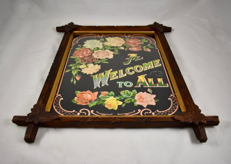 Victorian Era Chromolithograph a Welcome to All Motto in Adirondack ...