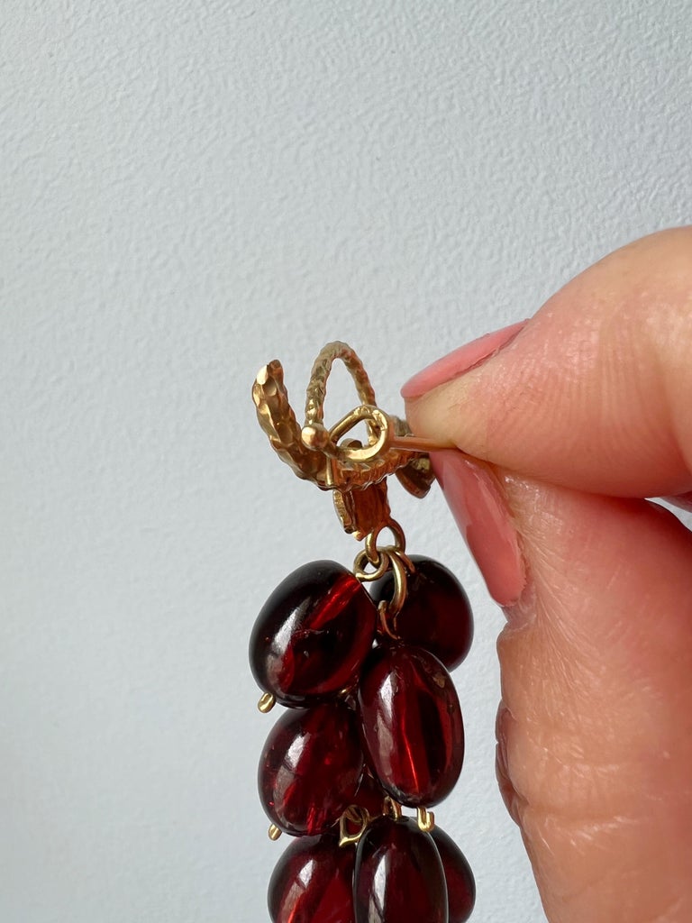 Victorian Era Large 18k Gold Garnet Enamel Grapes Brooch For Sale at ...