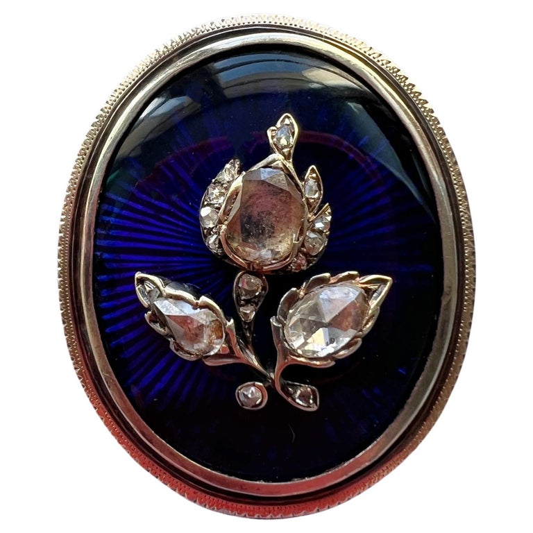Victorian Era Rose Cut Diamond Tulip Flower Brooch For Sale at 1stDibs