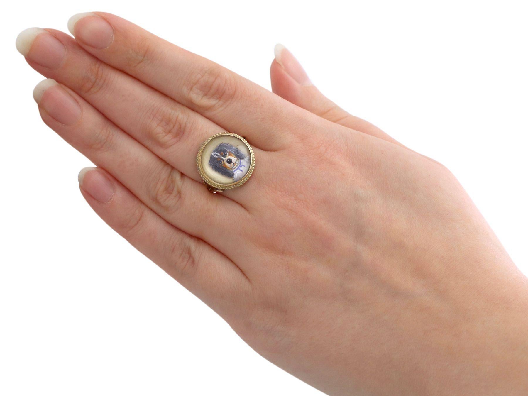 Victorian Essex Crystal Yellow Gold Dog Cocktail Ring For Sale at 1stDibs