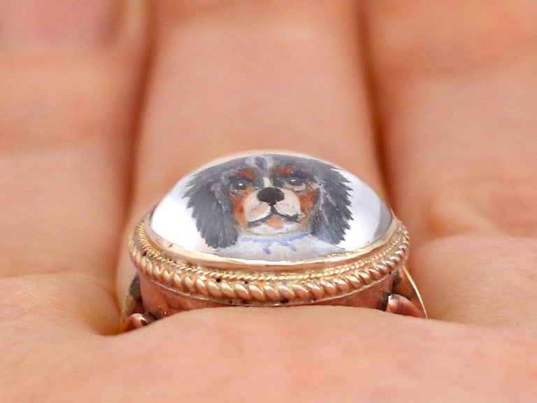 Victorian Essex Crystal Yellow Gold Dog Cocktail Ring For Sale at 1stDibs