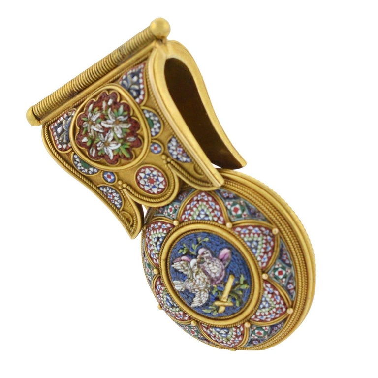 Victorian Etruscan Micro Mosaic Bird Hair Locket Pendant at 1stDibs ...