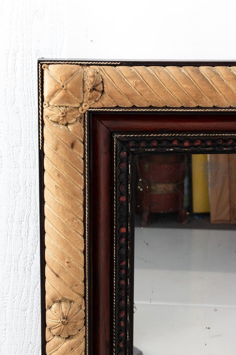 Victorian Fabric Covered Mirror For Sale at 1stDibs