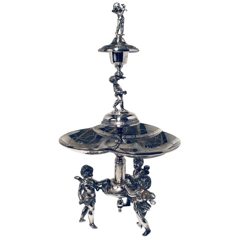 Victorian Figural Silver Plated Centerpiece For Sale at 1stDibs