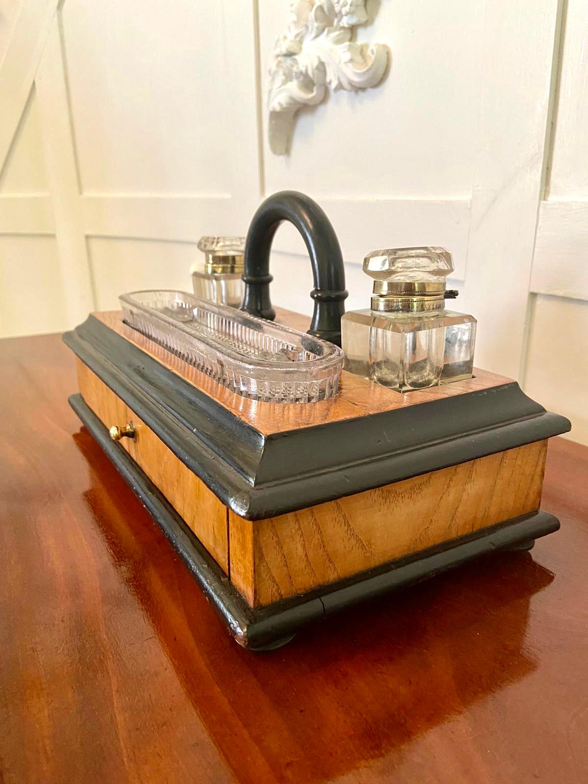 Victorian Figured Walnut Free Standing Desk Set For Sale at 1stDibs