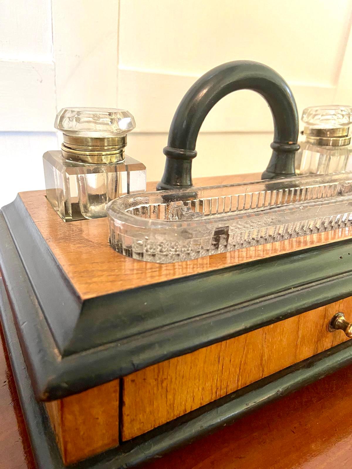 Victorian Figured Walnut Free Standing Desk Set For Sale at 1stDibs