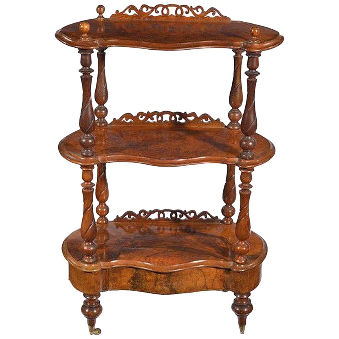 Victorian Figured Walnut Whatnot with a Concealed Drawer For Sale at ...