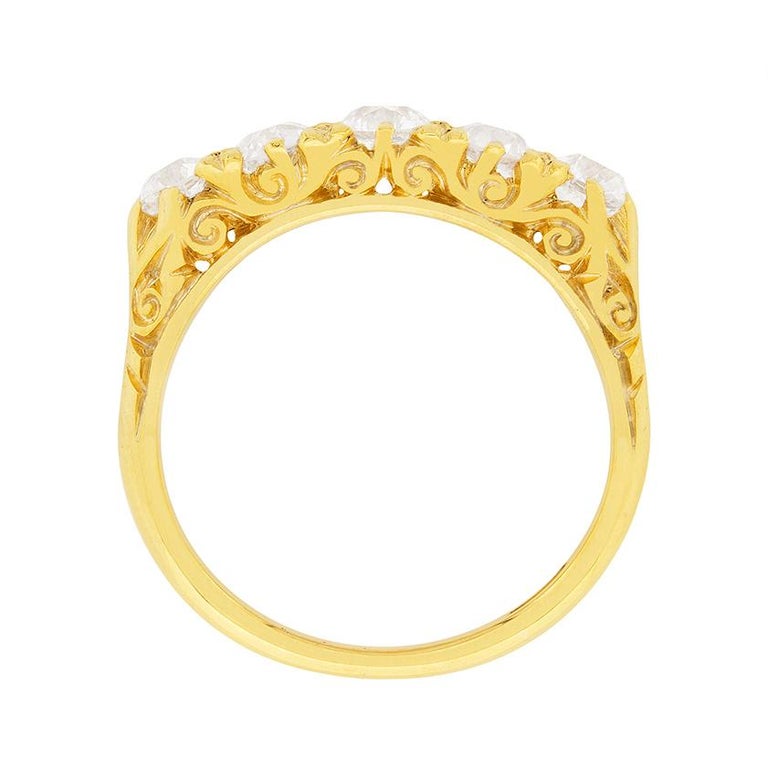 Victorian Five-Stone Diamond Carved Shank Ring, circa 1880s For Sale at ...
