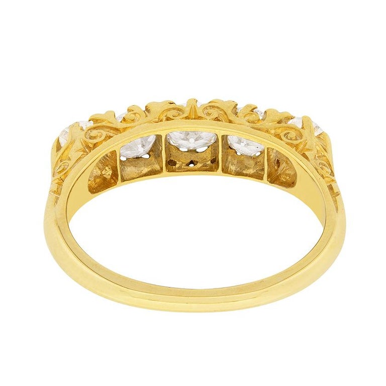 Victorian Five-Stone Diamond Carved Shank Ring, circa 1880s For Sale at ...