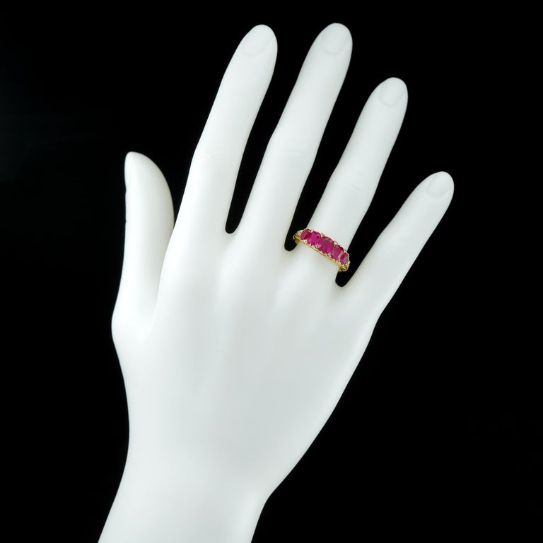 Victorian Five-Stone Ruby Ring at 1stDibs | ruby victorian ring, 5 stone ruby ring