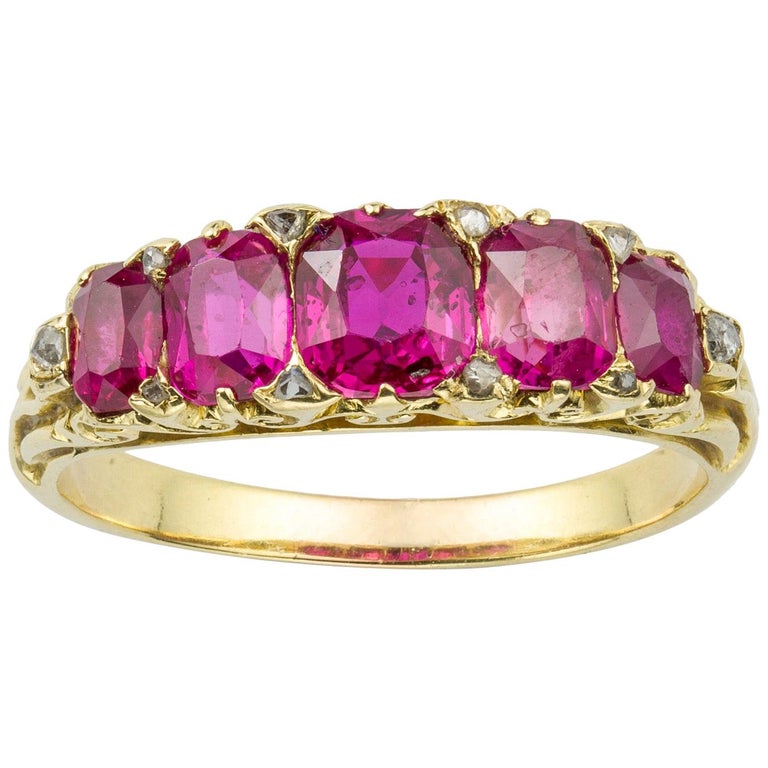 Victorian Five-Stone Ruby Ring at 1stDibs | ruby victorian ring, 5 ...