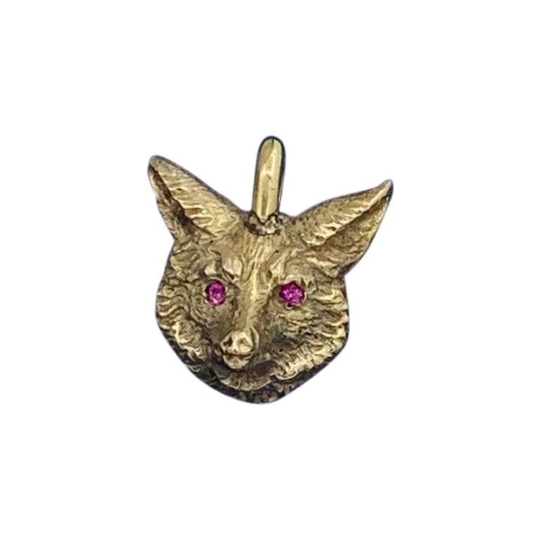 Victorian Fox with Ruby Eyes Pendant Charm 14 Karat Gold For Sale at ...