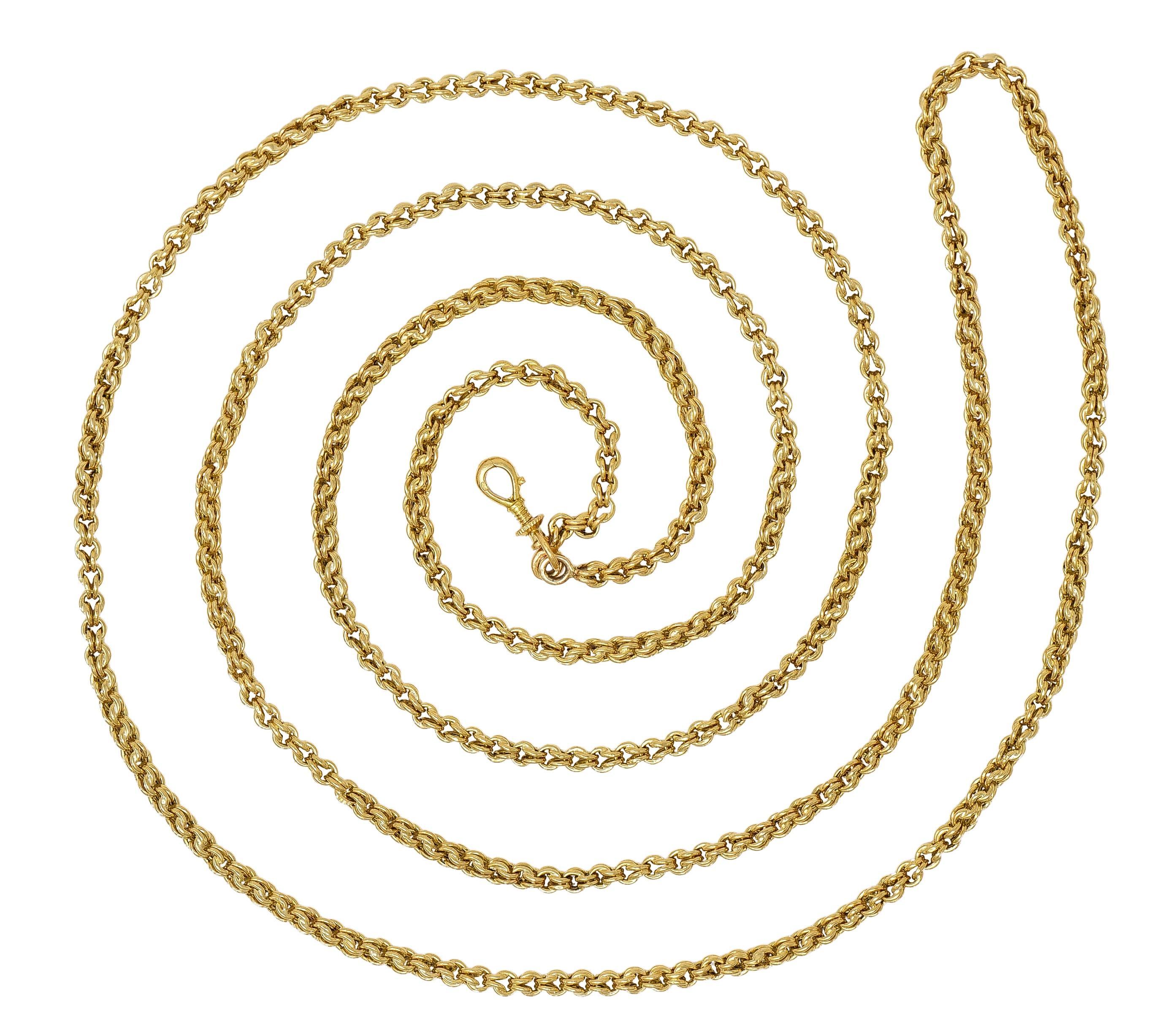 Victorian French 18 Karat Yellow Gold Double Cable Link Fob Chain ...