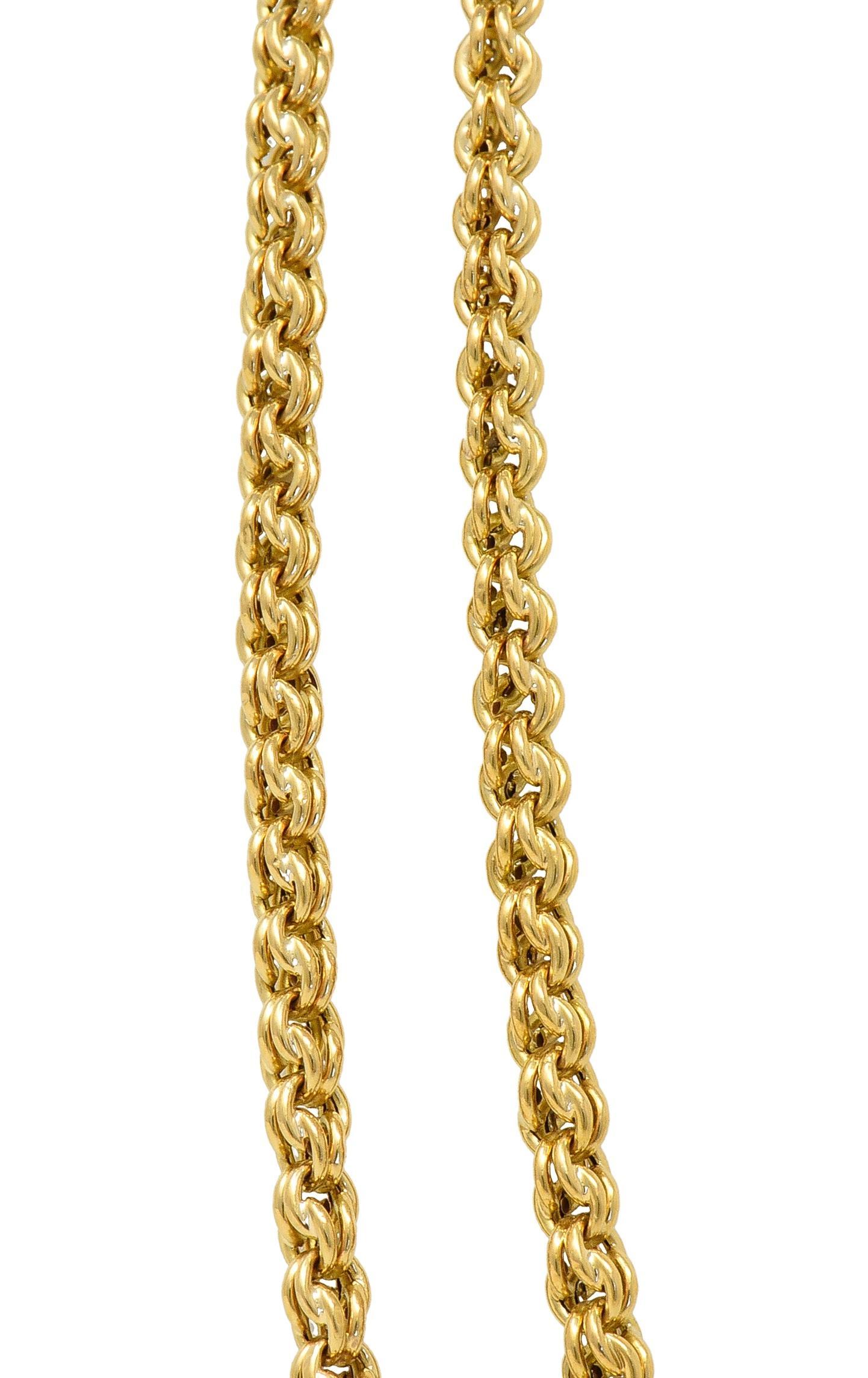 Victorian French 18 Karat Yellow Gold Double Cable Link Fob Chain ...