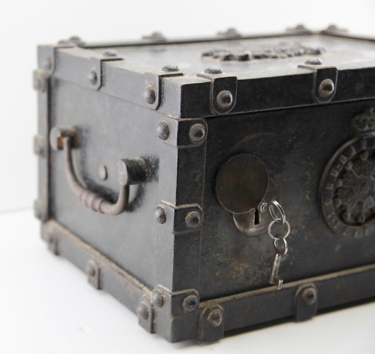 Victorian French Cast Iron Bound Strong Box by Bauche Brevete, and ...