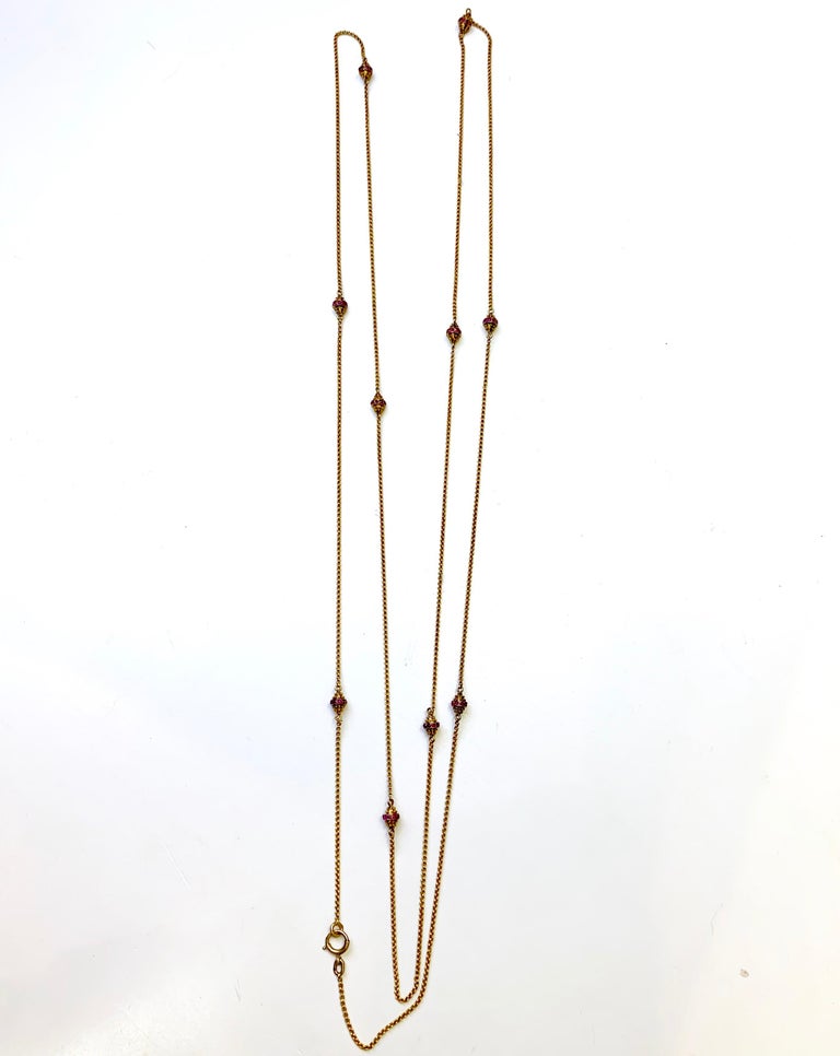 Victorian French Hallmark Gold and Ruby Necklace at 1stDibs