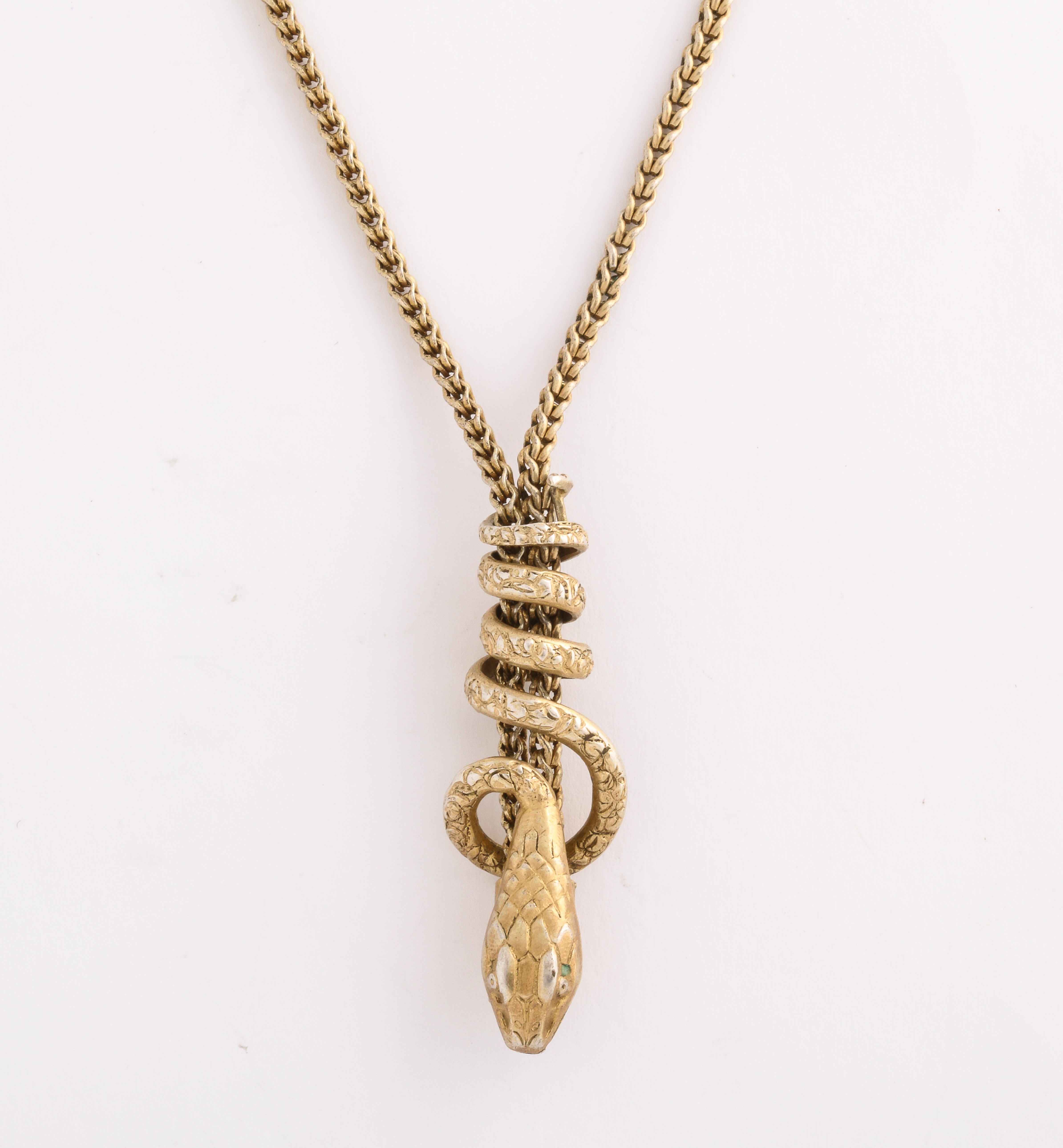 Victorian French Silver Gold Washed Serpent Chain For Sale at 1stDibs
