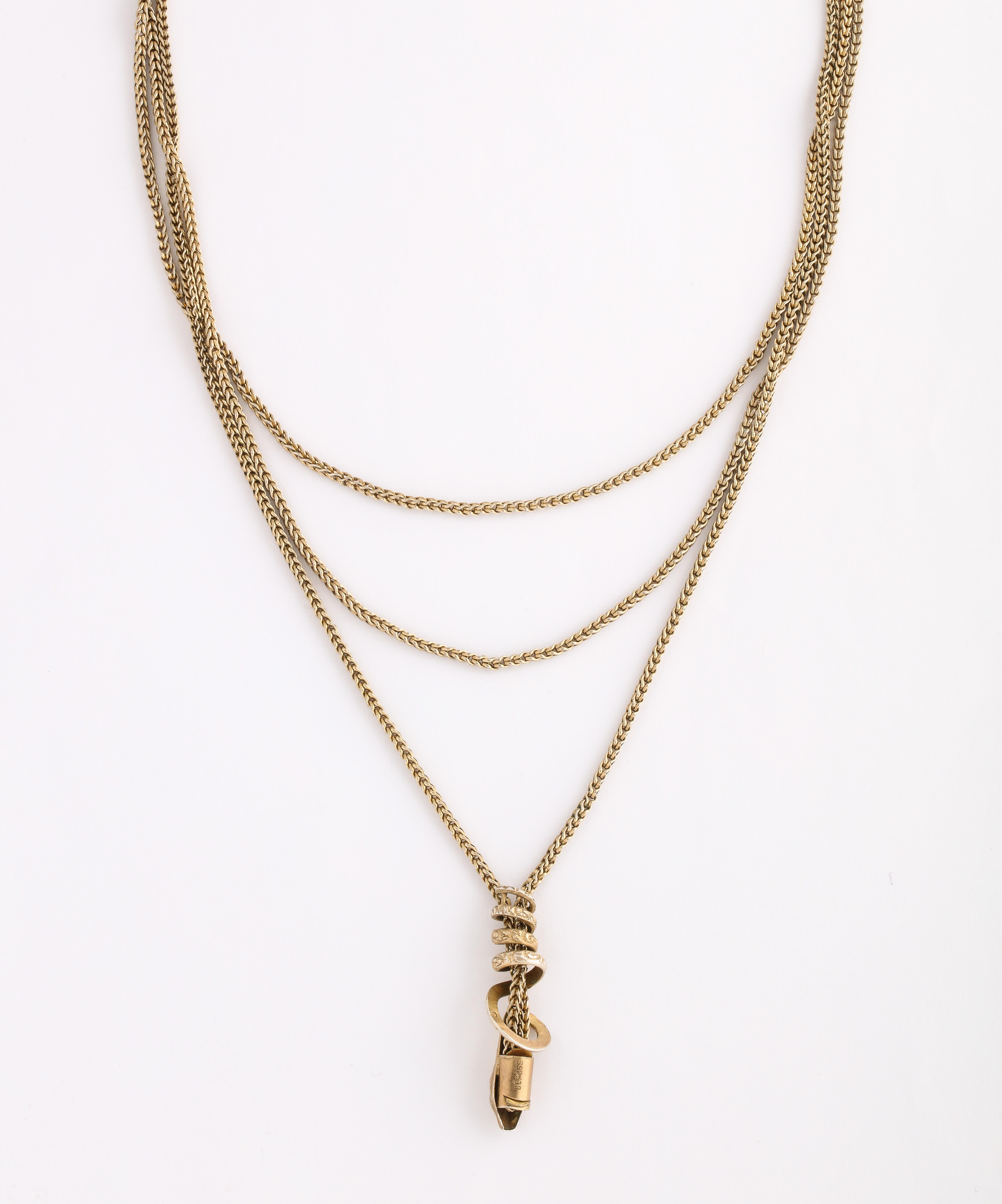 Victorian French Silver Gold Washed Serpent Chain For Sale at 1stDibs