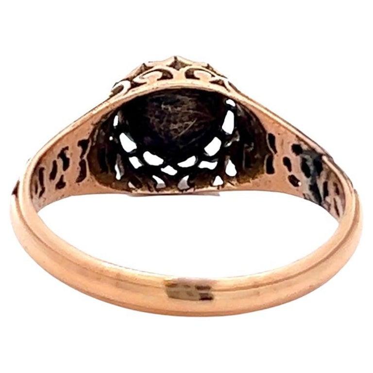 Victorian Garnet 14 Karat Rose Gold Filigree Ring For Sale at 1stDibs