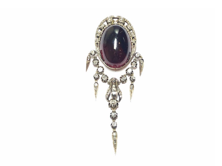 Victorian Garnet and Diamond Brooch at 1stDibs