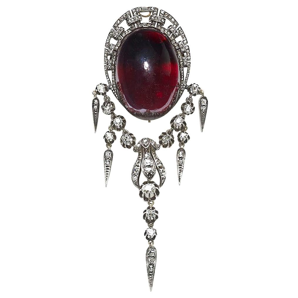 Victorian Garnet and Diamond Brooch at 1stDibs