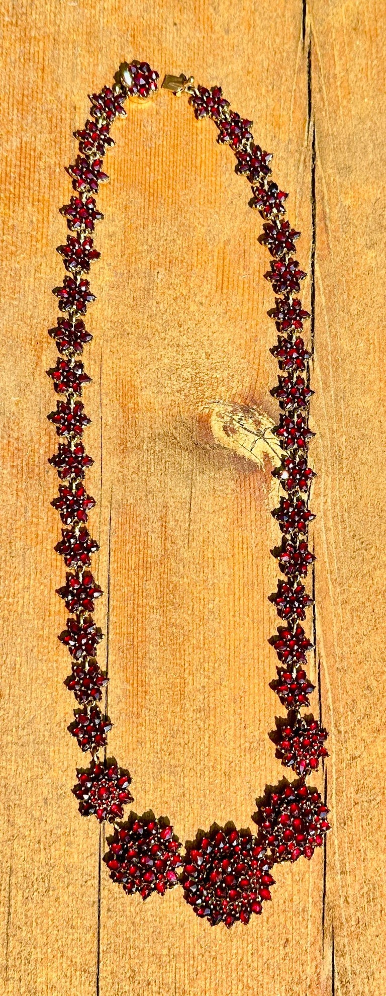 Victorian Garnet Necklace Flower Bohemian Garnets Antique 1880 Garnet ...