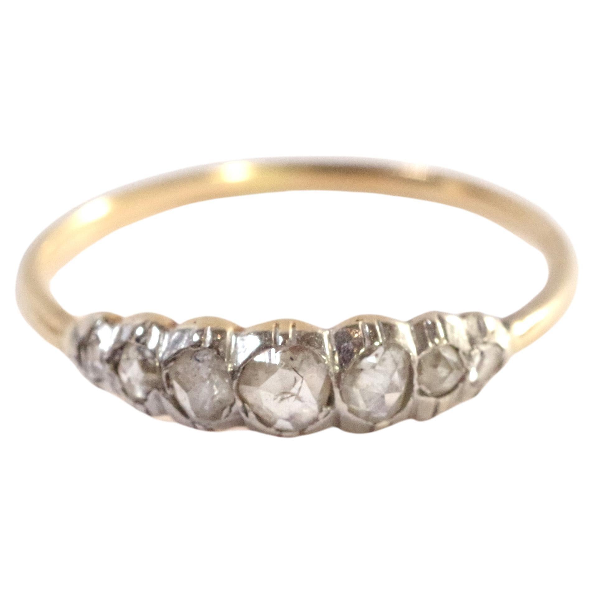 Victorian garter diamond ring in 18k gold and platinum For Sale at 1stDibs