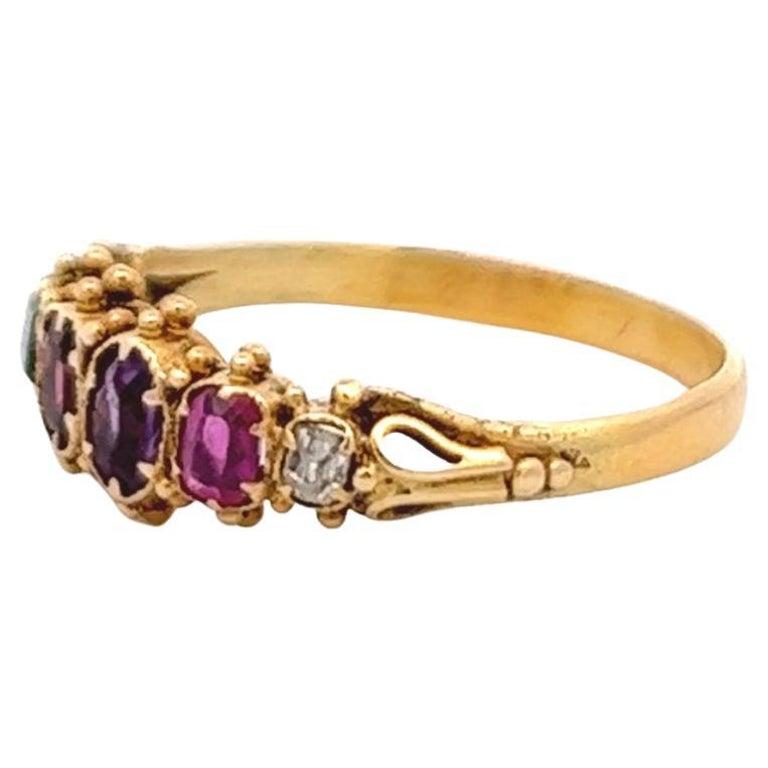 Victorian Gemstone 14k Yellow Gold Acrostic “Regard” Ring For Sale at ...