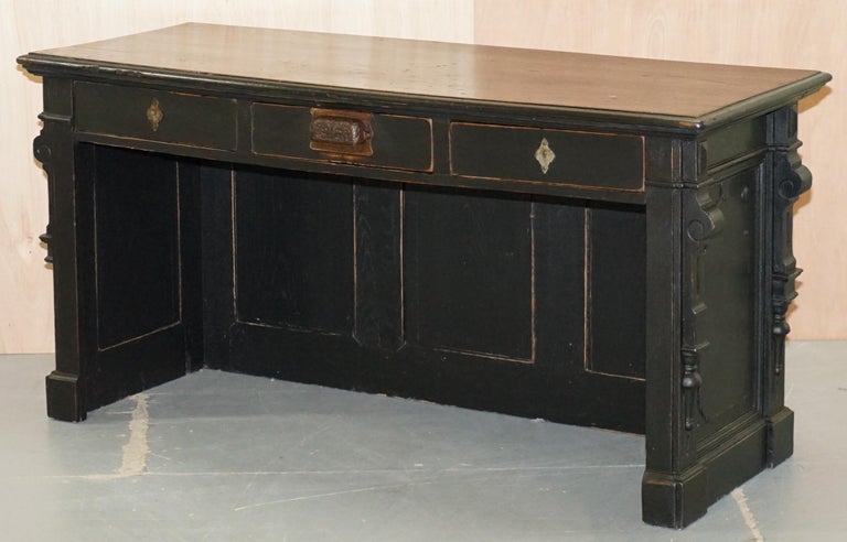 Victorian Gendarm Ebonised Haberdashery Shop Counter Desk Alarmed till ...
