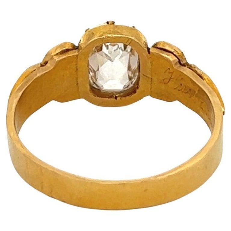 Victorian GIA 1.50 Carats Cushion Cut Diamond 18k Yellow Gold Ring For ...