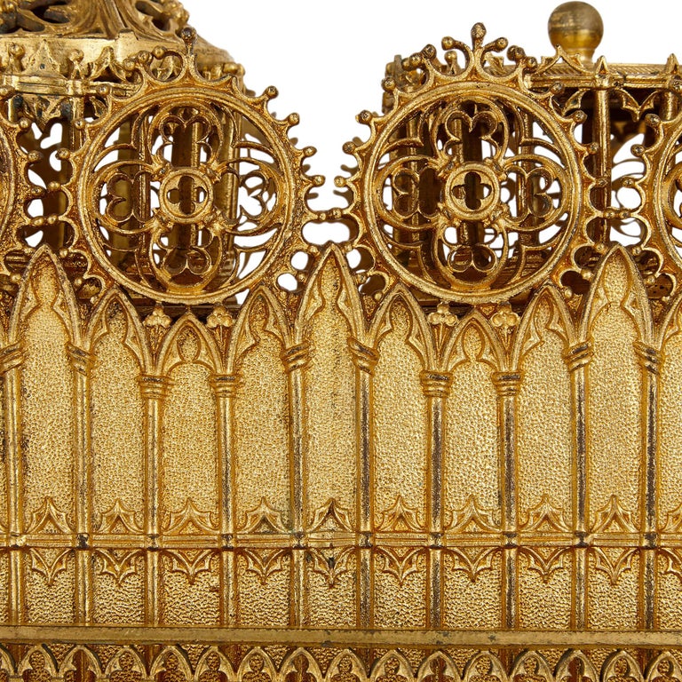 Victorian gilt inkstand desk set in the Gothic style For Sale at 1stDibs