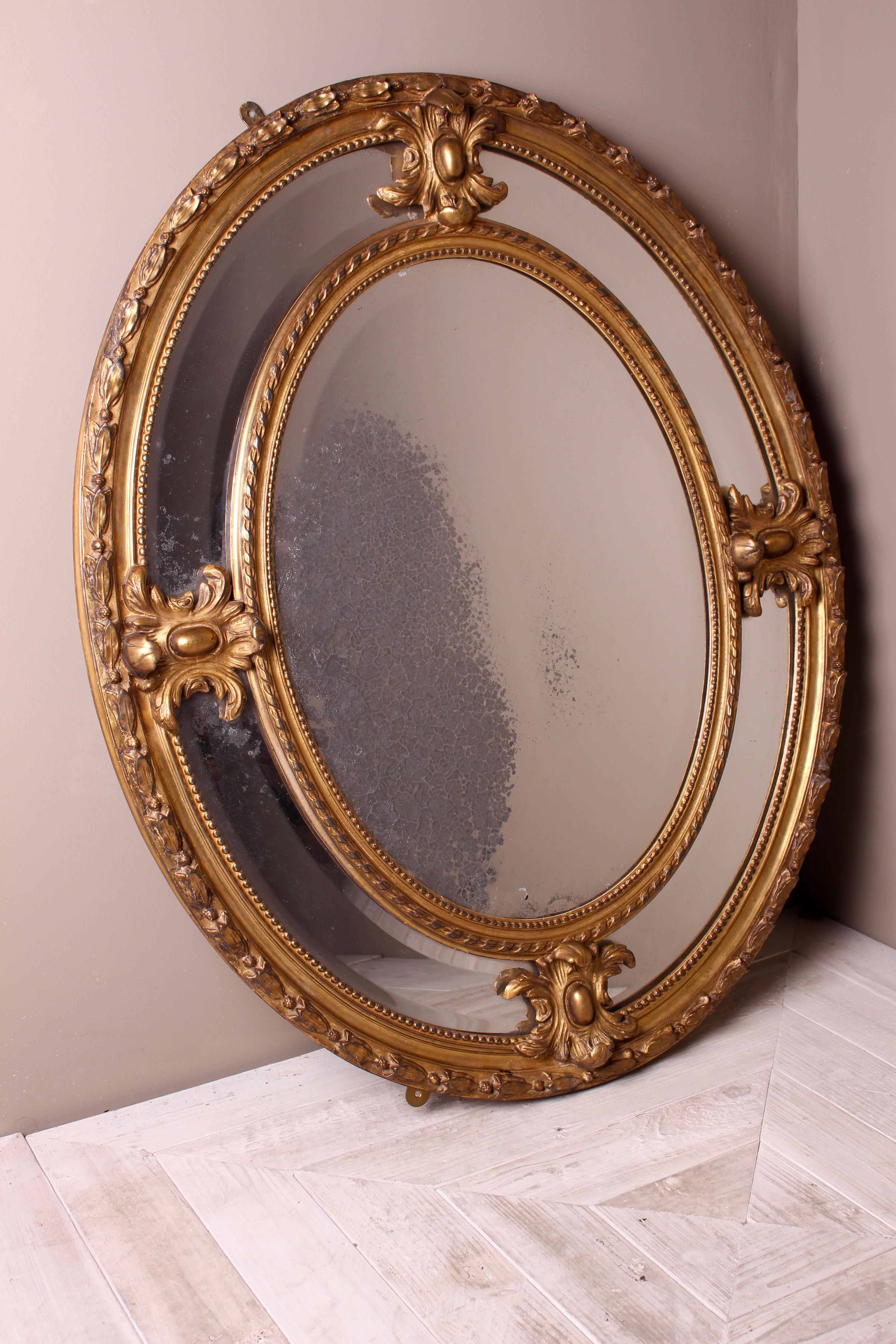 Victorian Giltwood Oval Marginal Plate Mirror For Sale at 1stDibs