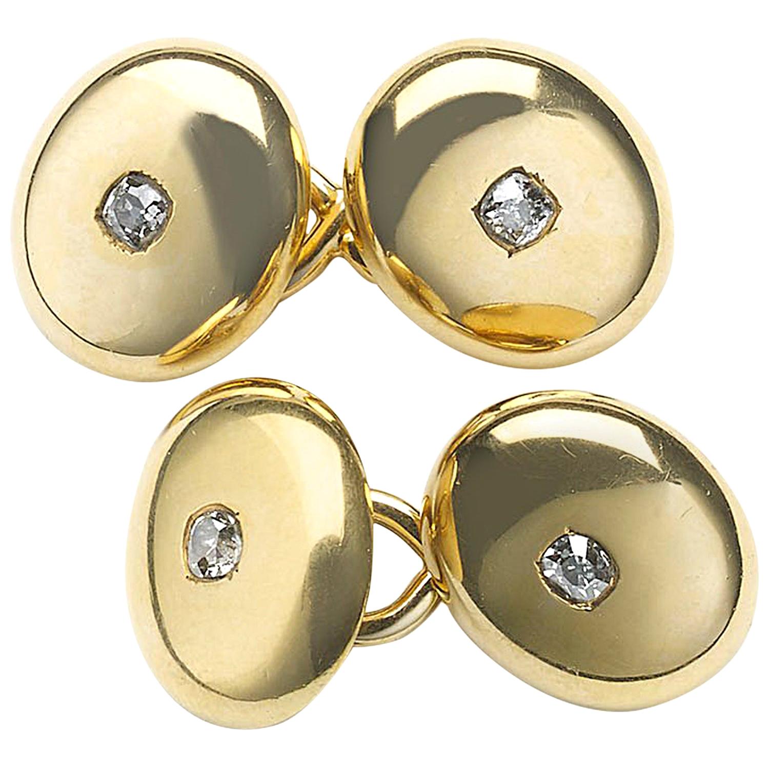 Large Gold and Diamond Cufflinks Owned and Worn by Hollywood Icon Jerry ...
