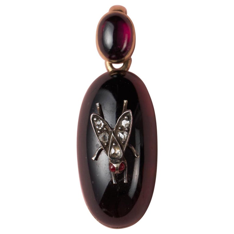Victorian Gold and Garnet Fly Pendant at 1stDibs