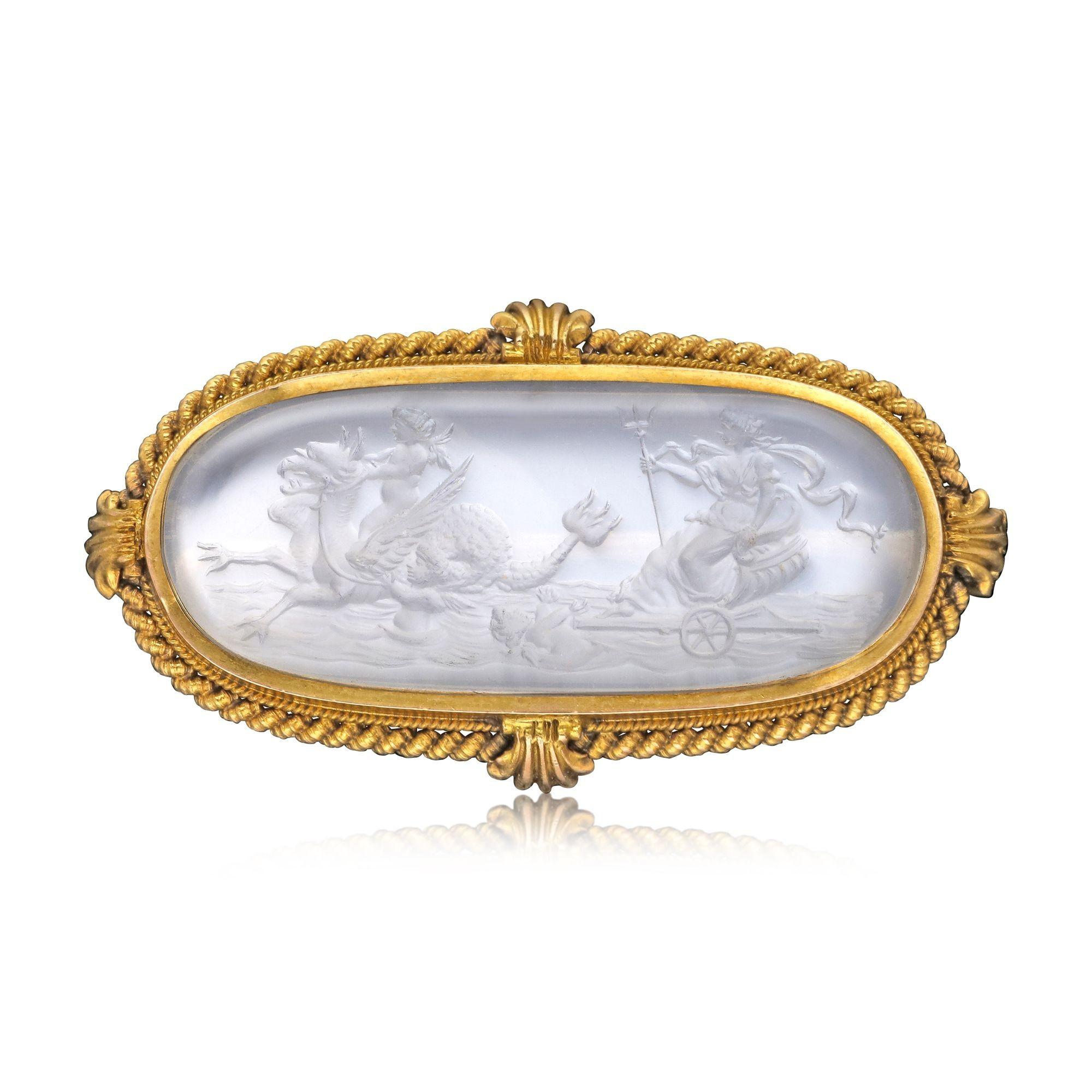 Victorian Gold and Moonstone Brooch Carved with an Image of Aphrodite ...