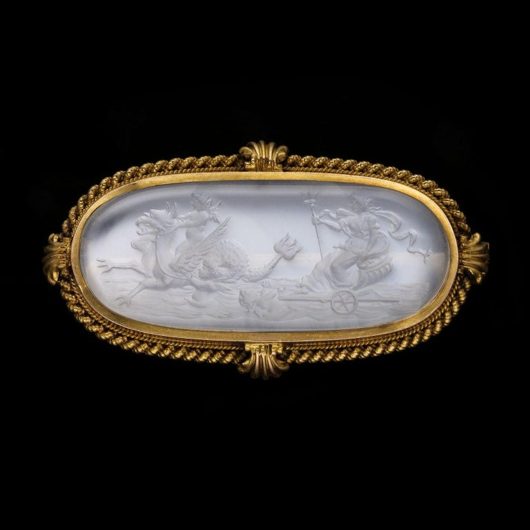 Victorian Gold and Moonstone Brooch Carved with an Image of Aphrodite ...