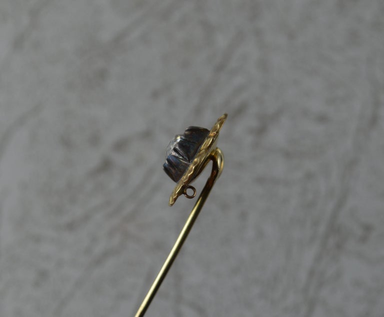 Victorian Gold and Rose Cut Diamond Solitaire Stick or Tie Pin For Sale ...
