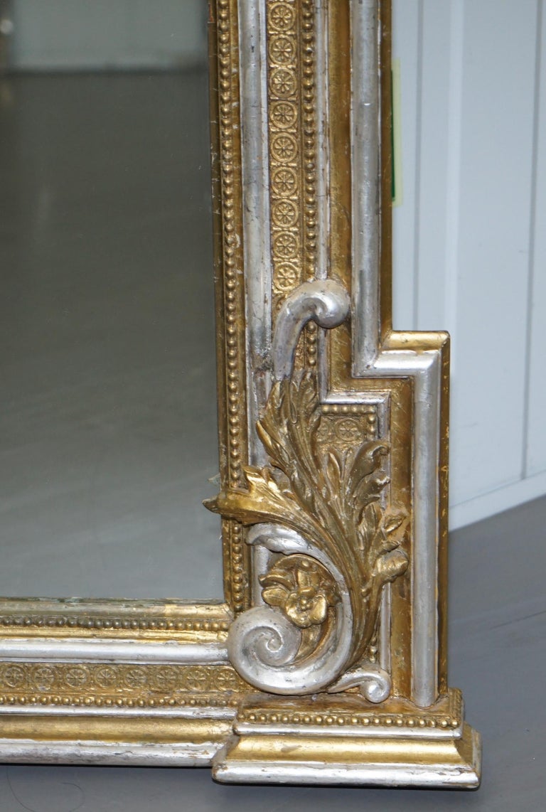 Victorian Gold and Silver Leaf Painted Carved Antique Full Length ...