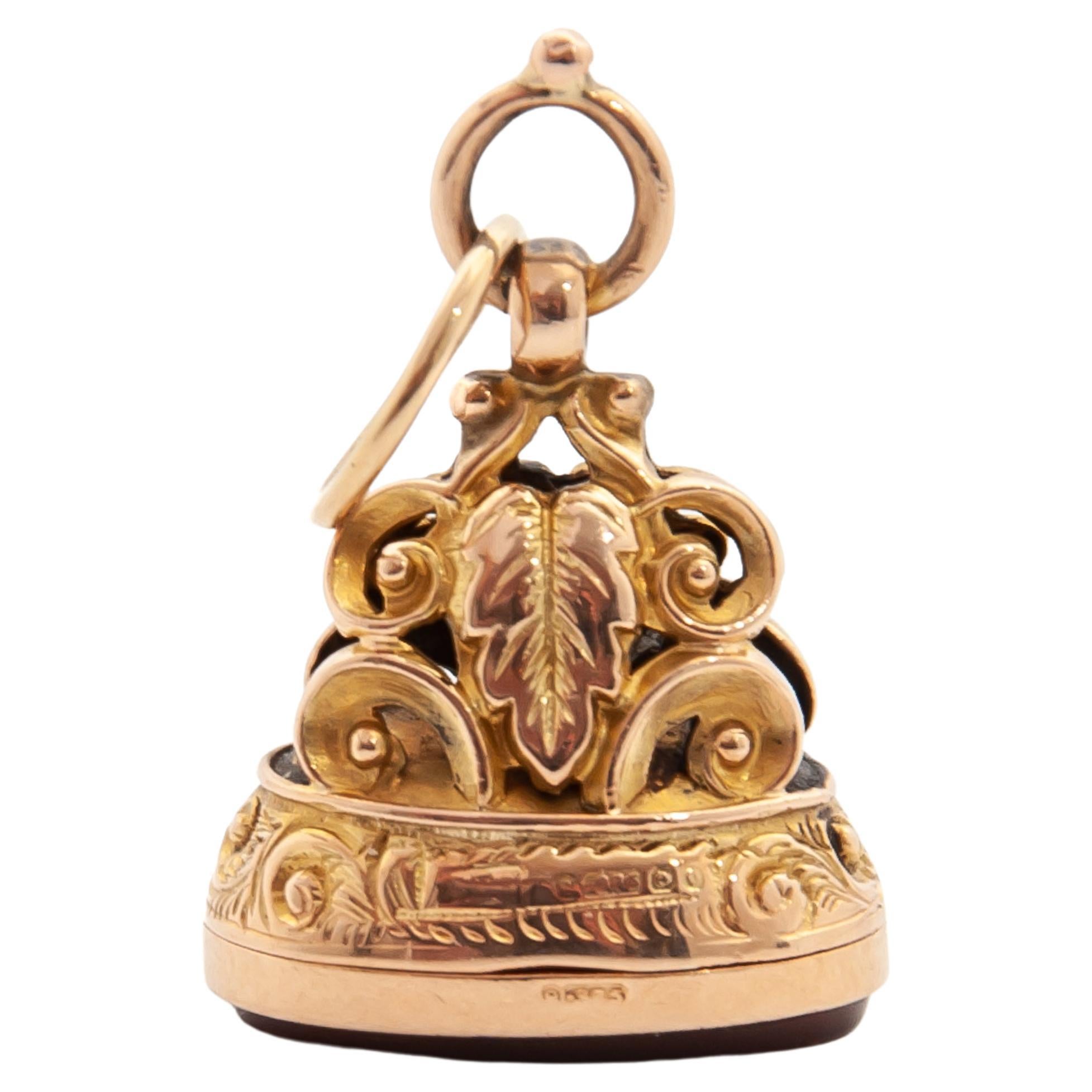 Antique Victorian Gold Masonic Globe and Compass Folding Fob Pendant ...