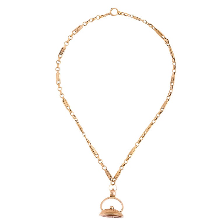 Victorian Gold Chain and Fob Necklace at 1stDibs | fob necklace gold