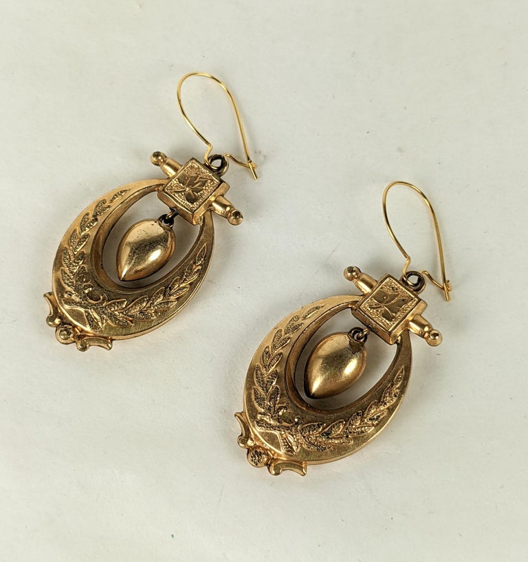 Victorian Gold Filled Dangle Earrings For Sale at 1stDibs