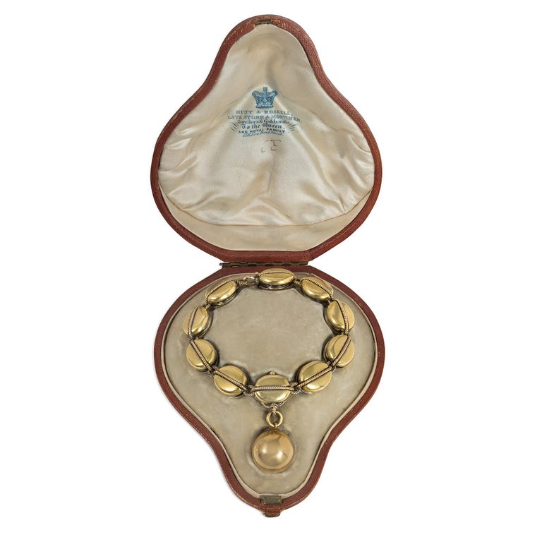 Victorian Gold Nautical Pulley Link Bracelet with Locket Charm, Hunt ...